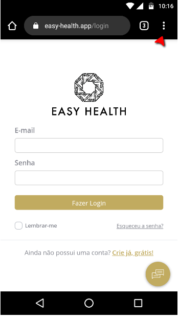 Como obter o Easy Health em forma de aplicativo no celular?